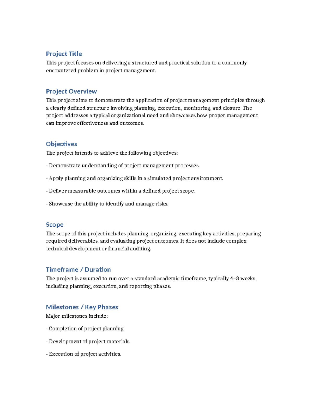 Universal Project Management Template (PM 101) - Studocu