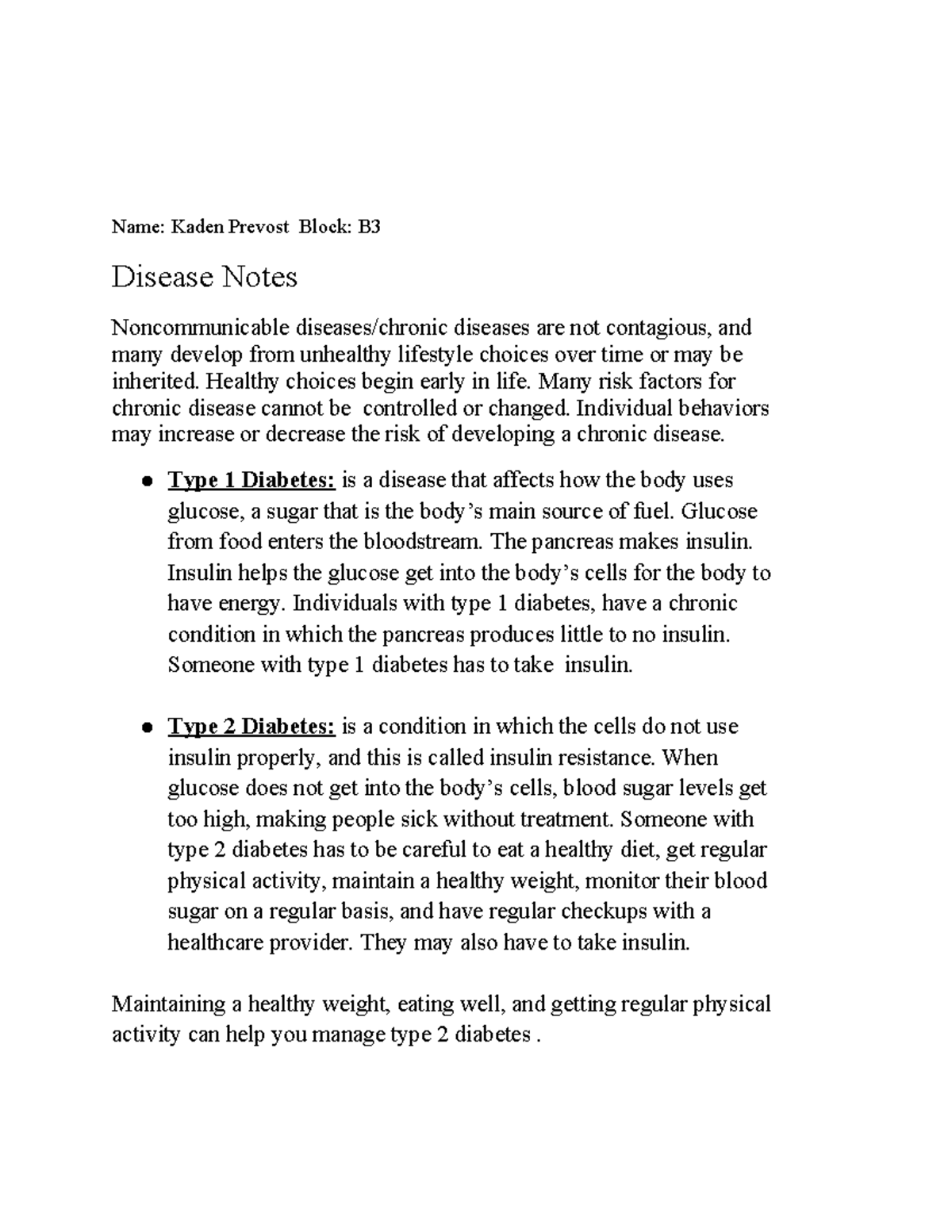 Disease Notes Fill in blank - Name: Kaden Prevost Block: B Disease ...