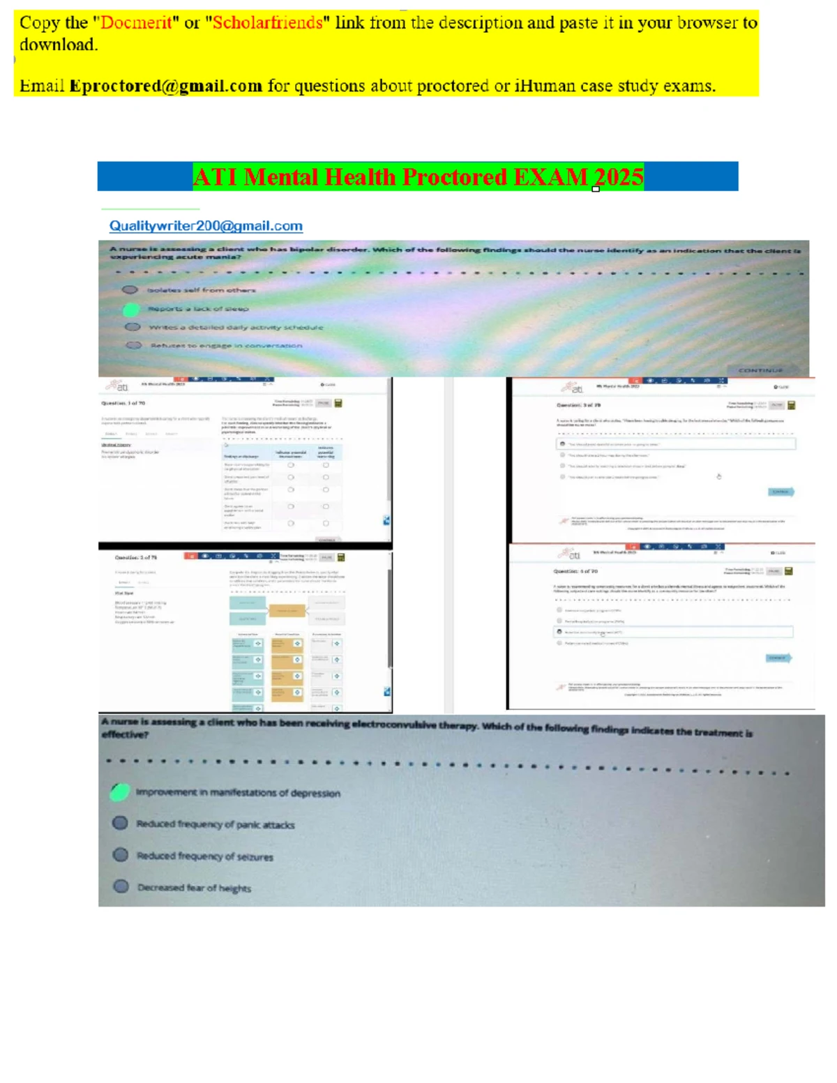 ATI Mental Health Proctored Exam Study Guide 2025: Practice Questions & - Studocu