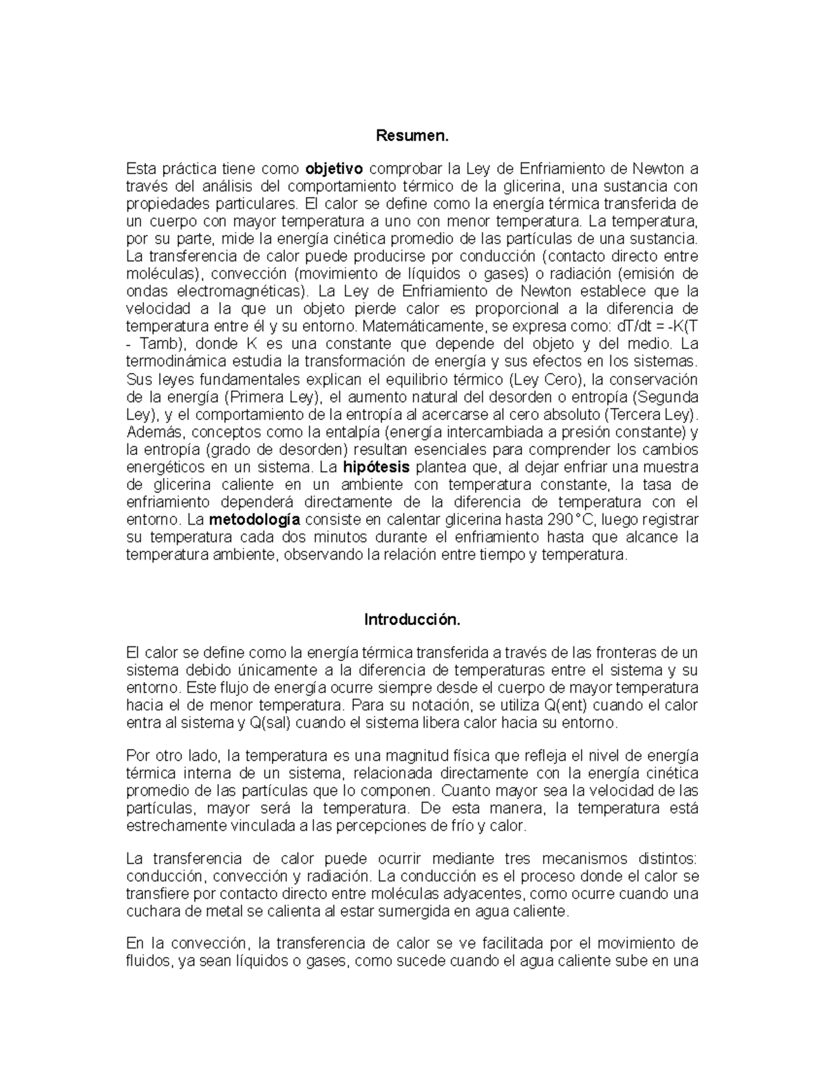 Reporte de Práctica: Ley de Enfriamiento de Newton (Física) - Studocu
