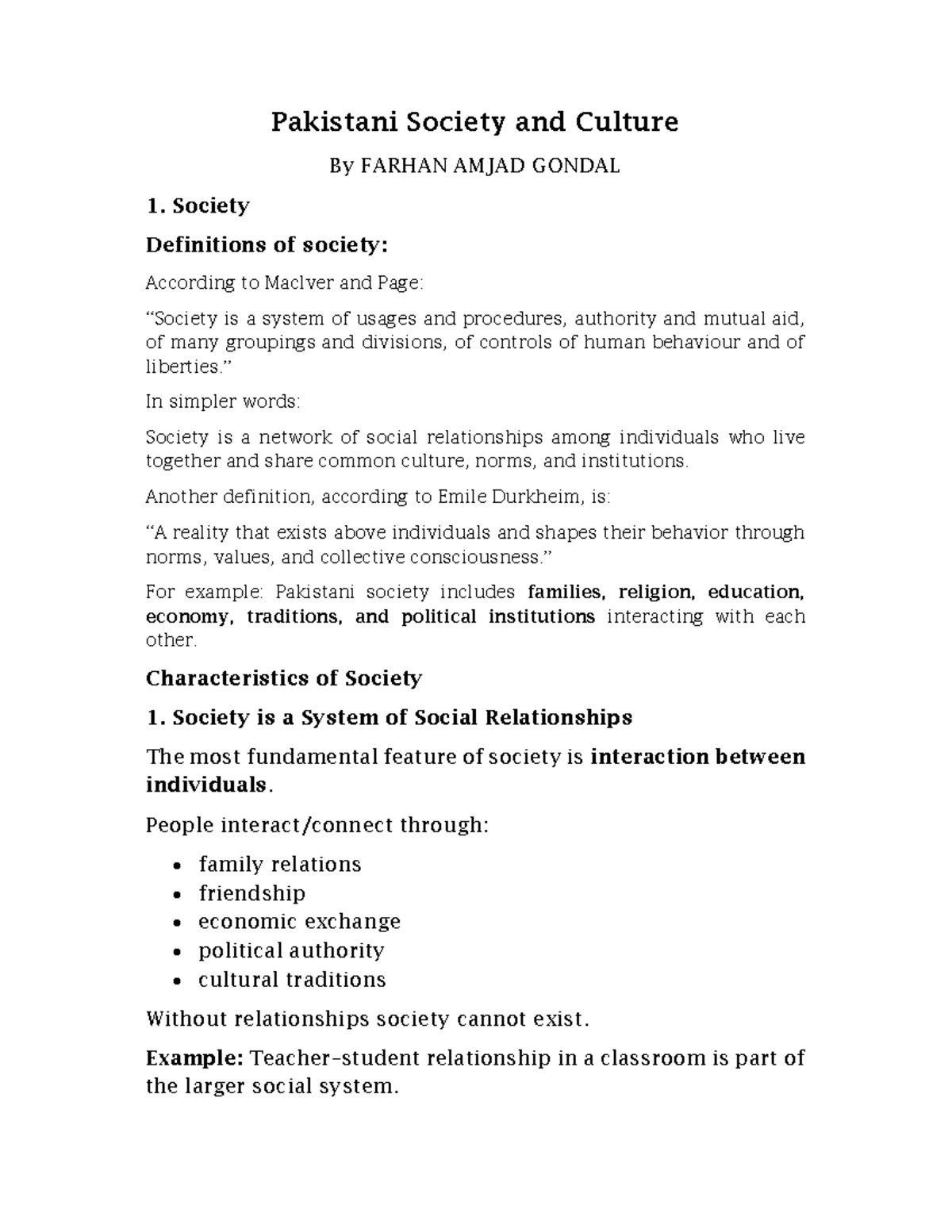 Pakistani Society and Culture: Definitions & Characteristics - Studocu