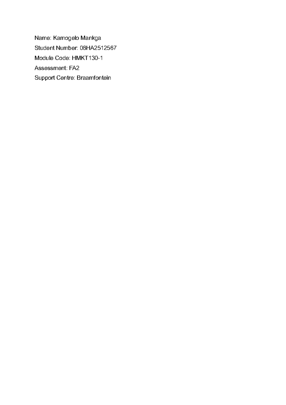 HMKT130-1 FA2 - Marketing Management Assignment on Product Strategies ...