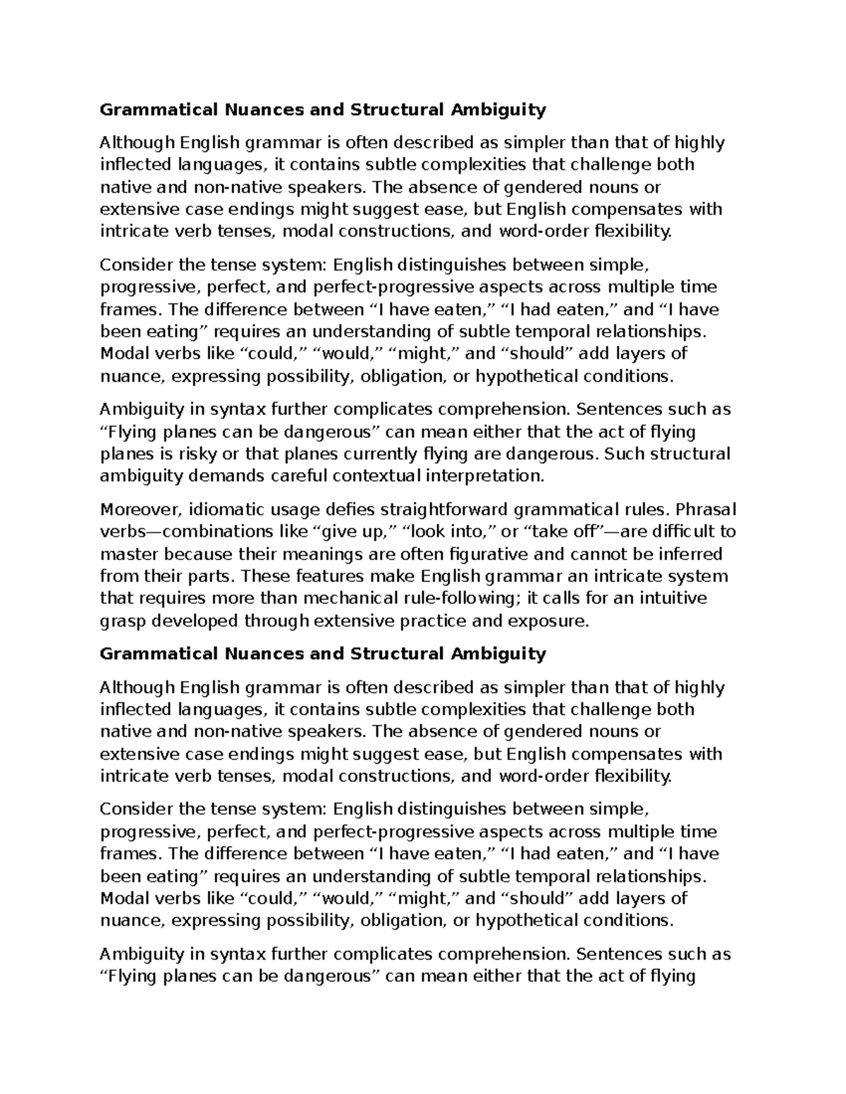 ENG 101: Grammatical Nuances & Structural Ambiguity Explained - Studocu