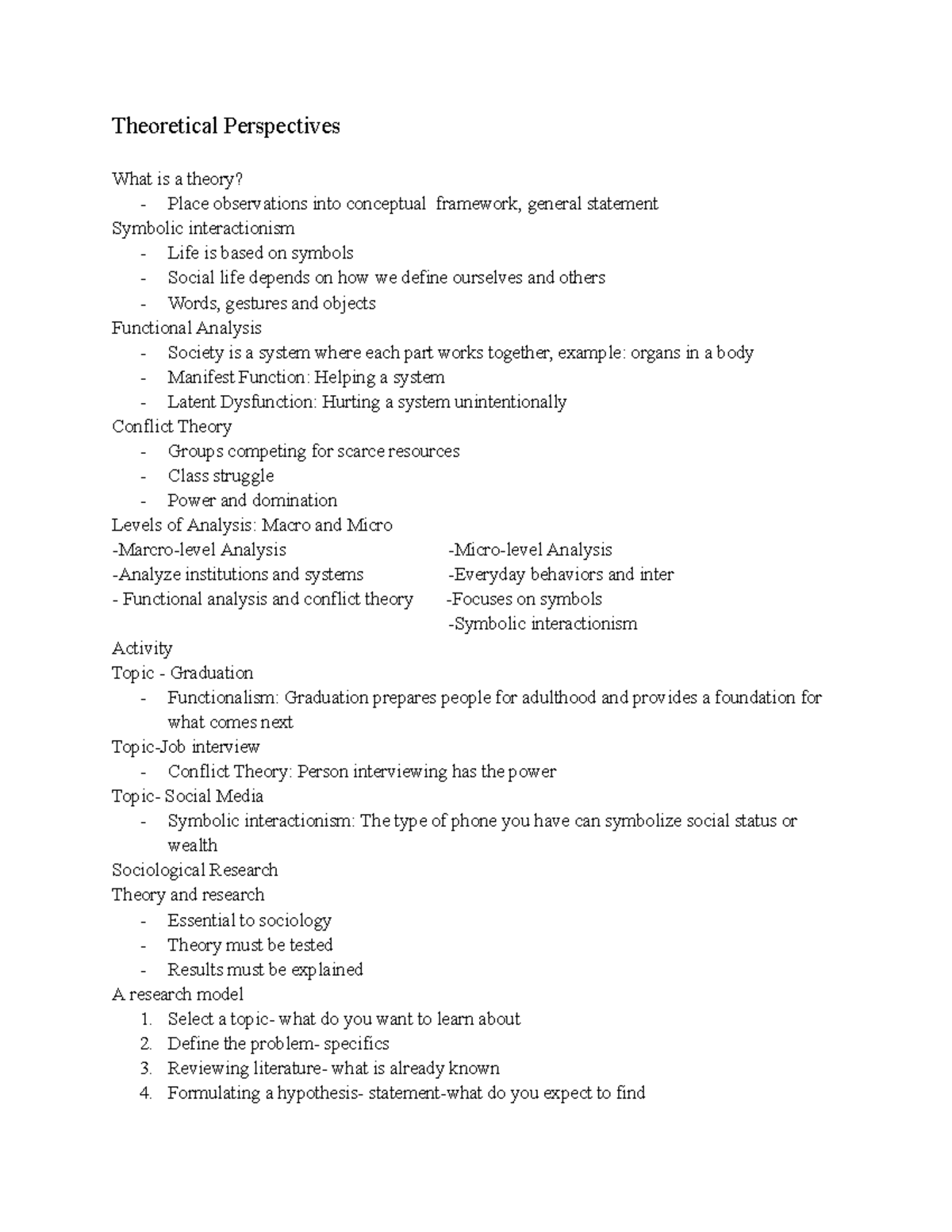 Sociology Wk 2: Theoretical Perspectives & Research Methods - Studocu