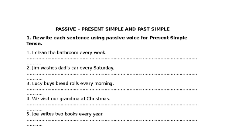 Passive Voice: Present & Past Simple Exercises 159244 - Studocu
