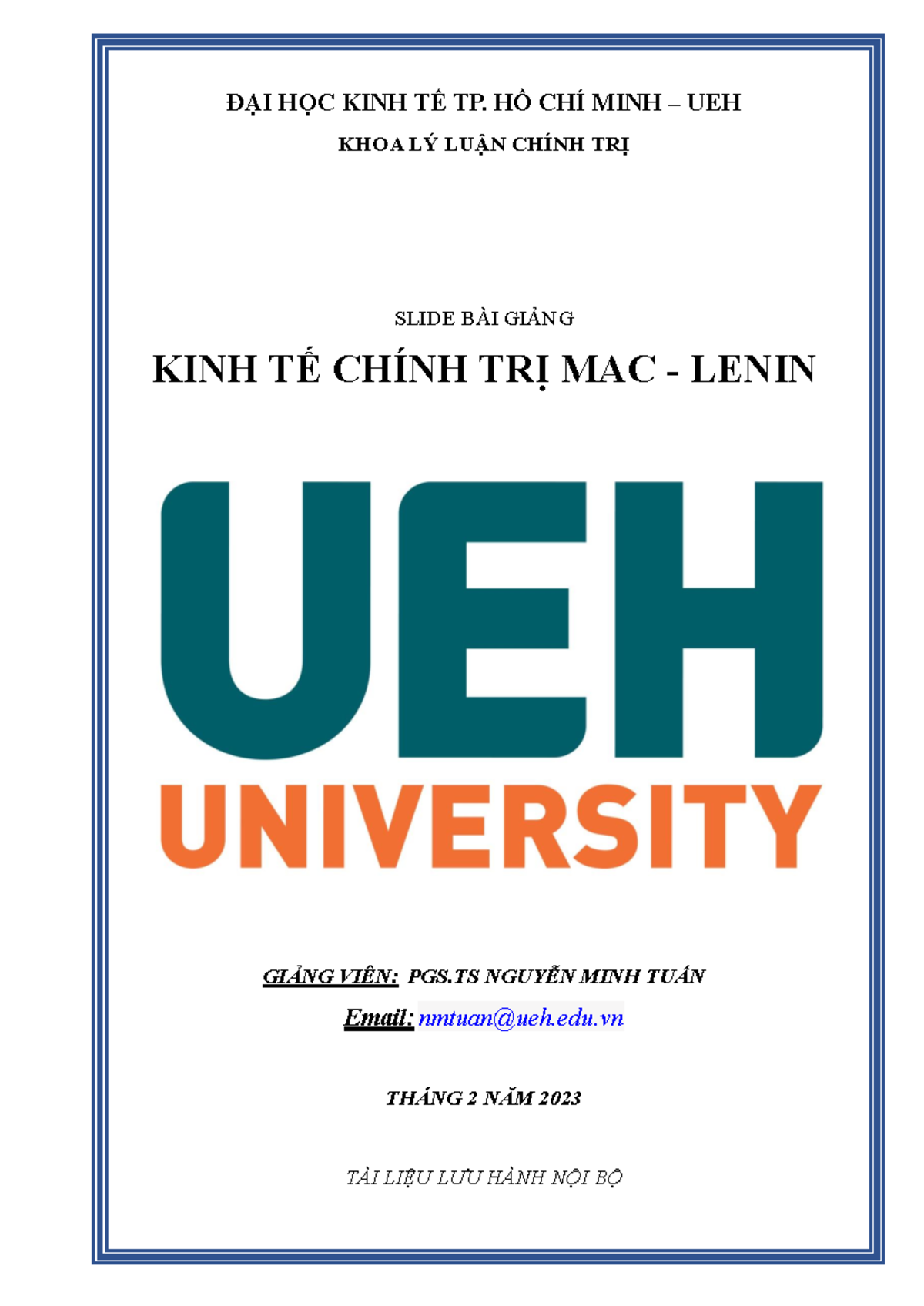 Slide Bài Giảng Kinh Tế Chính Trị Mác - Lênin - KTCT2023 - Studocu