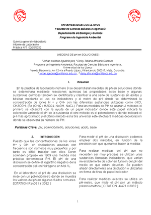 Informe 2 Fisicoquimica - Fisicoquímica Informe de Laboratorio Práctica No. 2 , 03 / 08 /20 24 ...