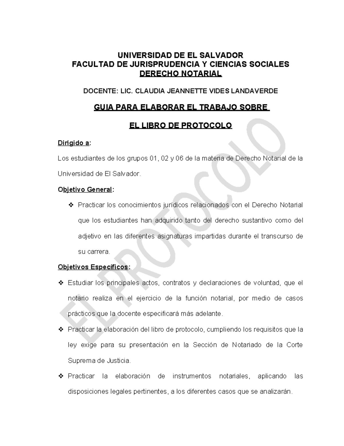Guía para Elaborar el Libro de Protocolo - Derecho Notarial UES 2025 - Studocu