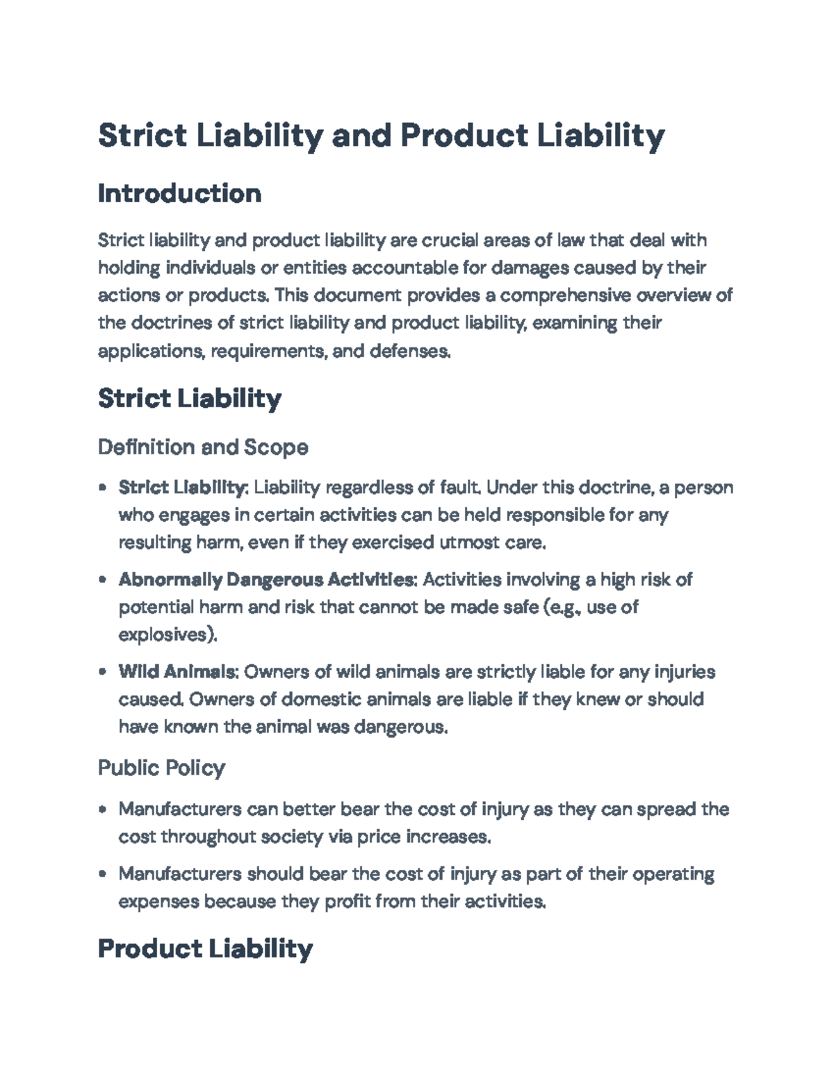 Strict and Product Liability: Comprehensive Overview and Analysis ...