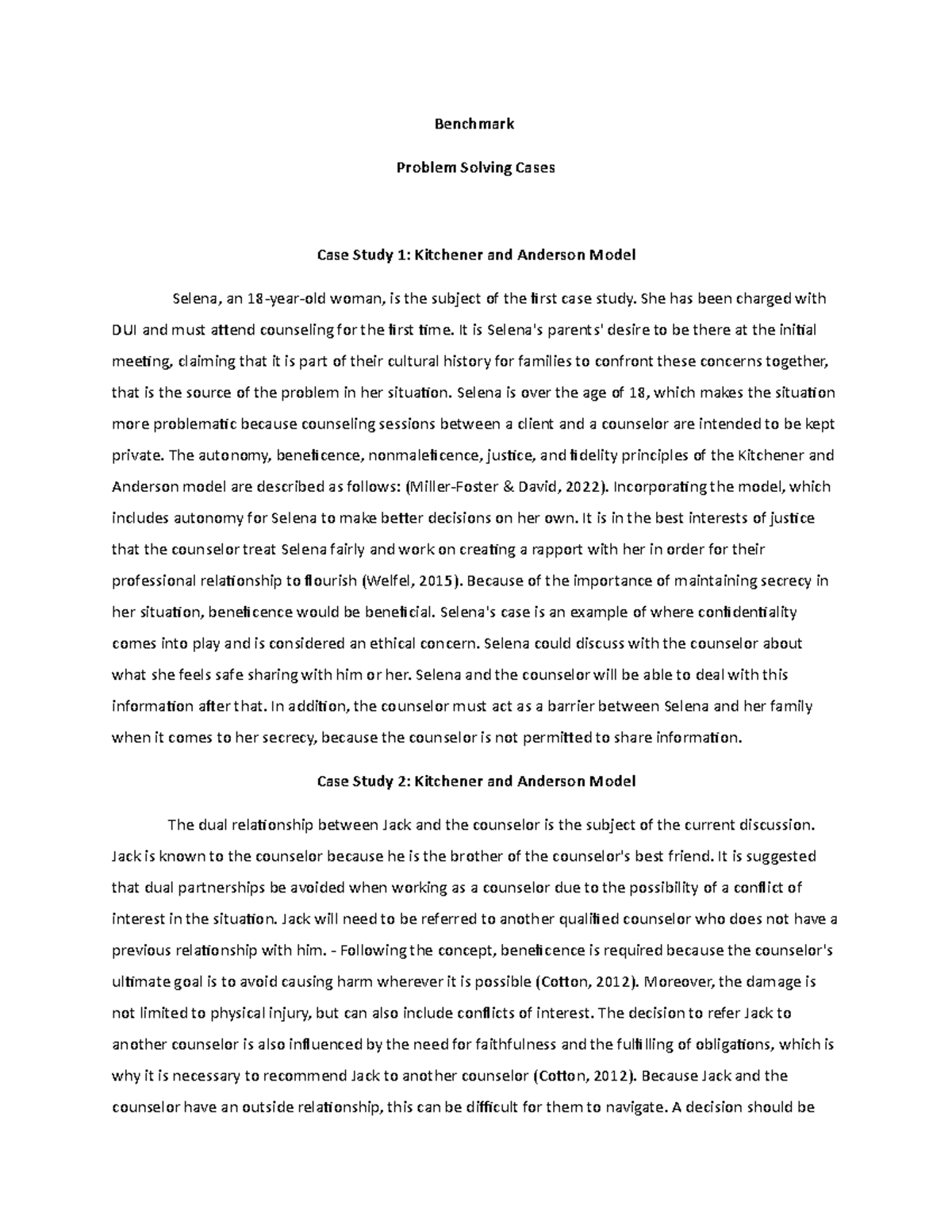 Case Studies on Kitchener and ACA Models: Ethical Challenges in ...