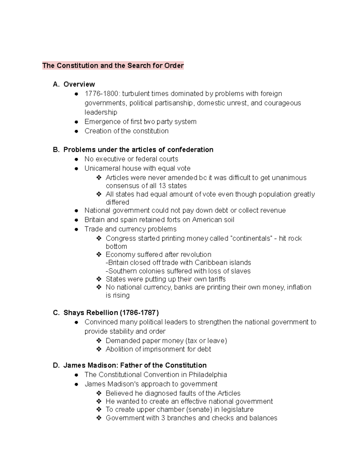 HIST 105 Unit 2: The Constitution's Role in Shaping Early America - Studocu