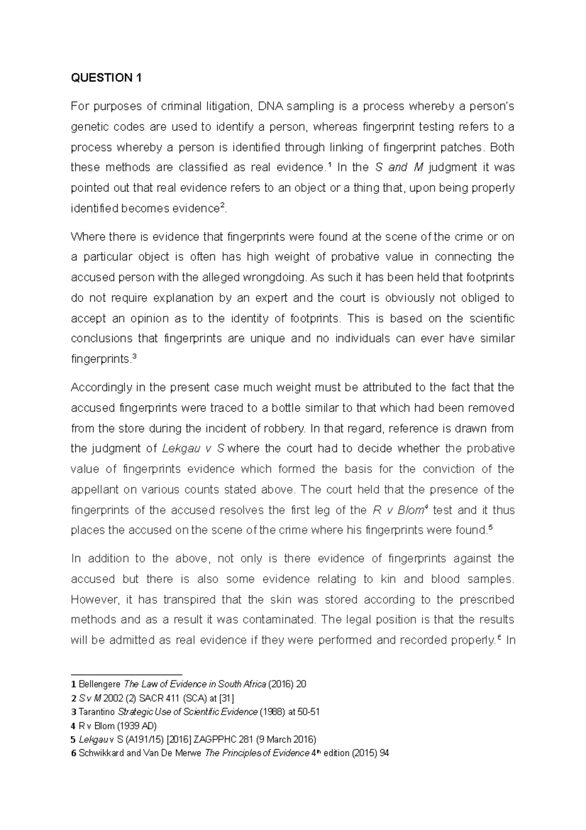 Evidence Law Analysis: DNA & Fingerprint Admissibility in Criminal ...