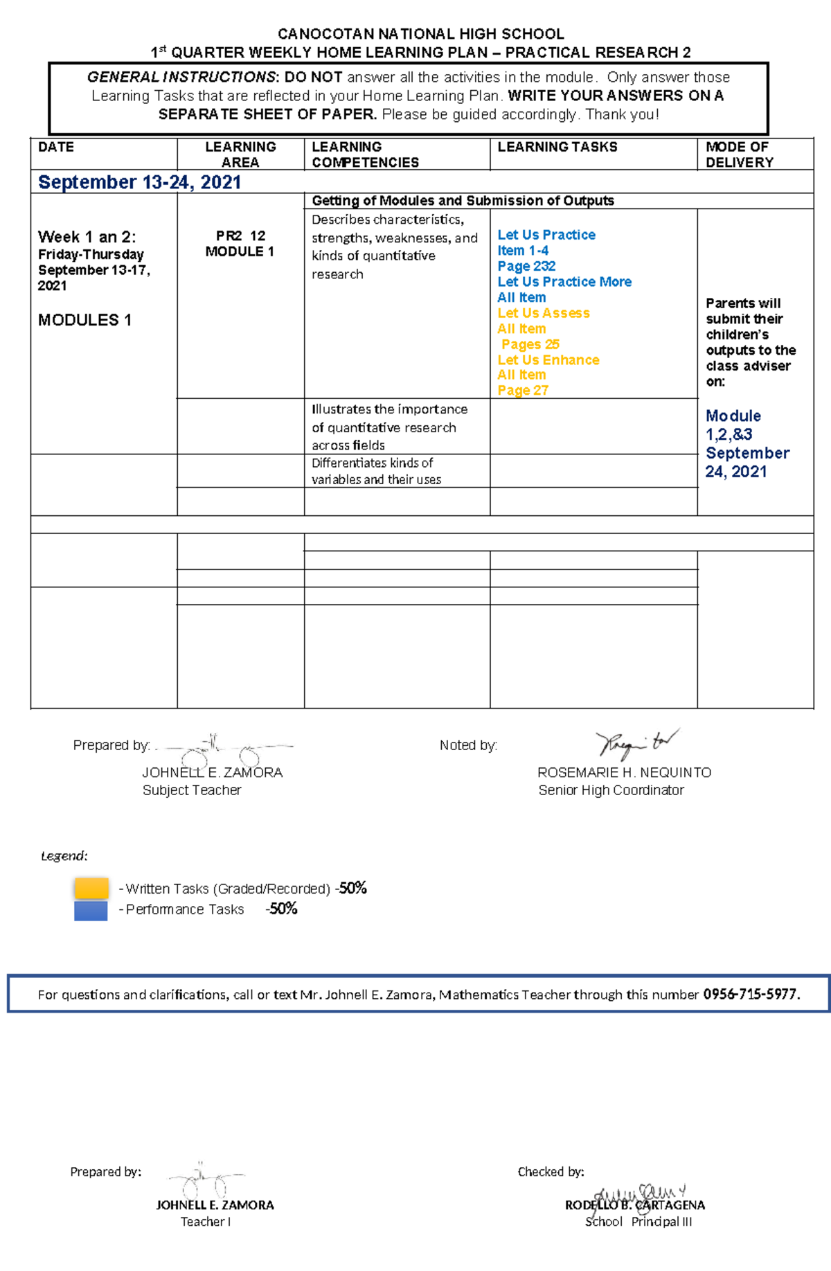 1-WHLP-PR2-Grade-12 - ADDITIONAL KNOWLEDGE - Prepared by: Checked by ...