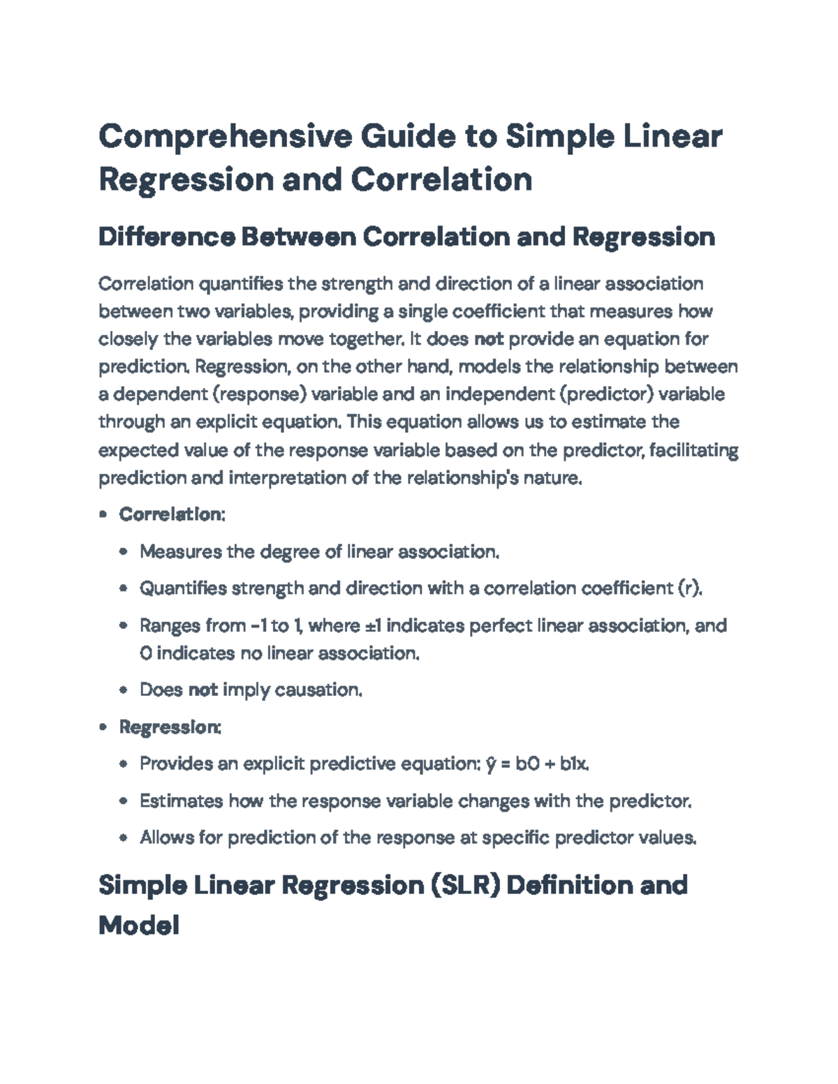 Comprehensive Guide to Simple Linear Regression and Correlation ...