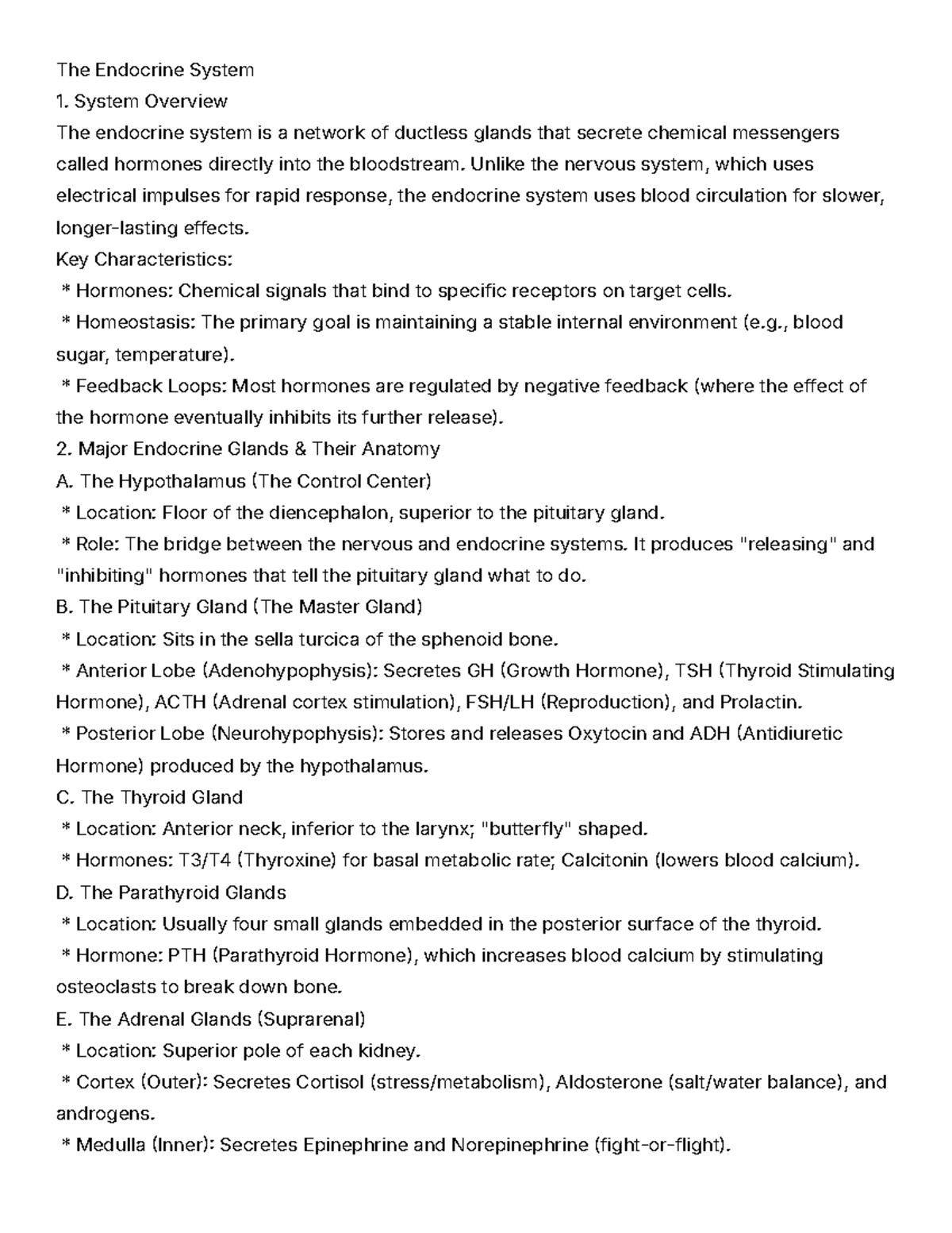 Endocrine System Overview: Key Glands & Hormones (BIO 101) - Studocu
