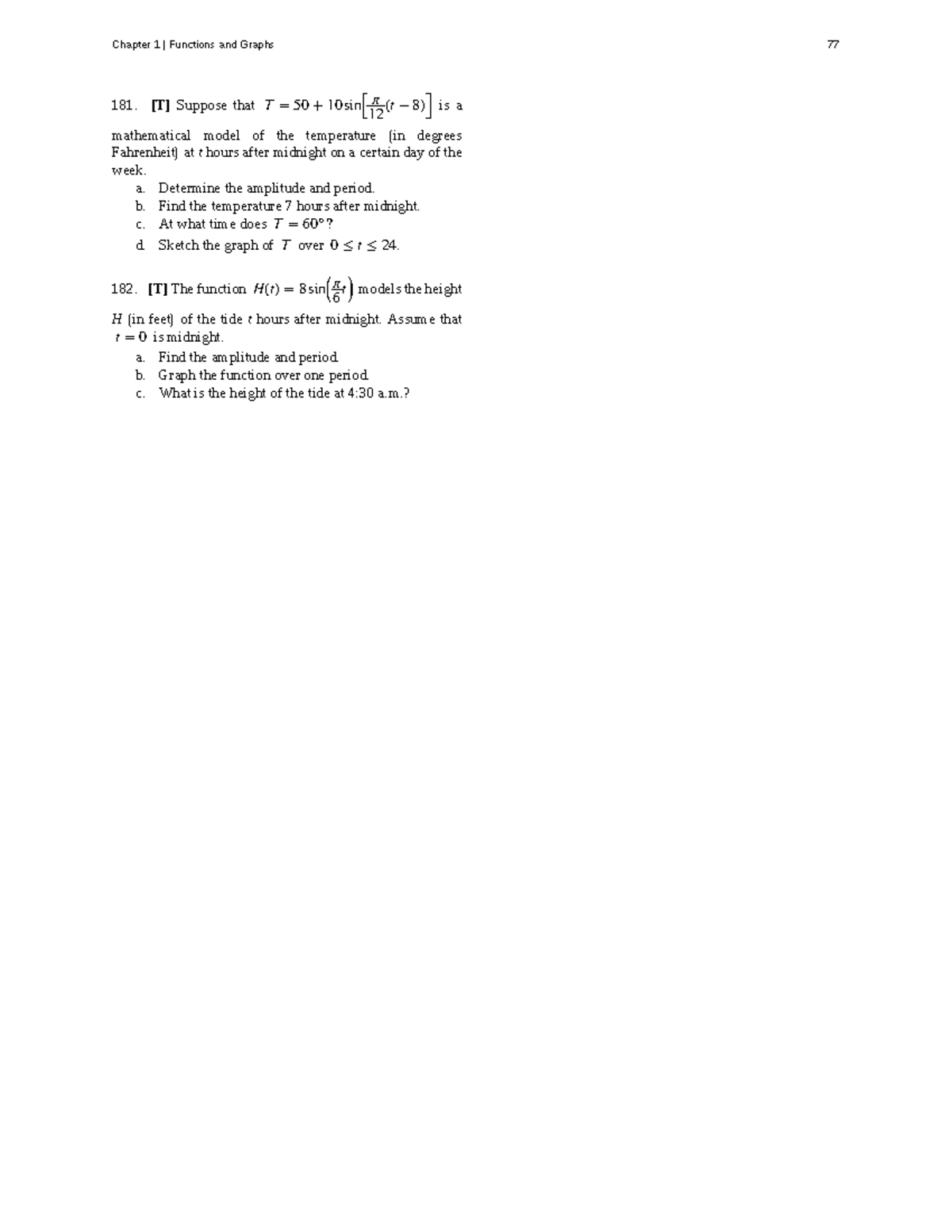 Chapter 1: Functions and Graphs - Temp & Tide Models (Calc 1) - Studocu
