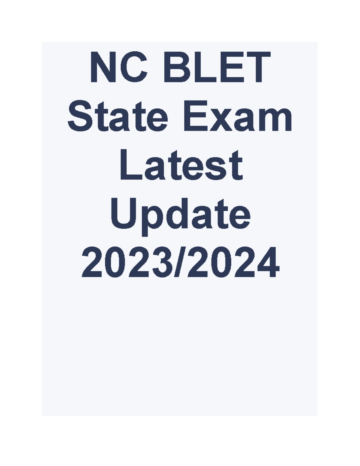 NC BLET State Exam 2023-2024 A+ Graded Study Guide and Key Concepts ...