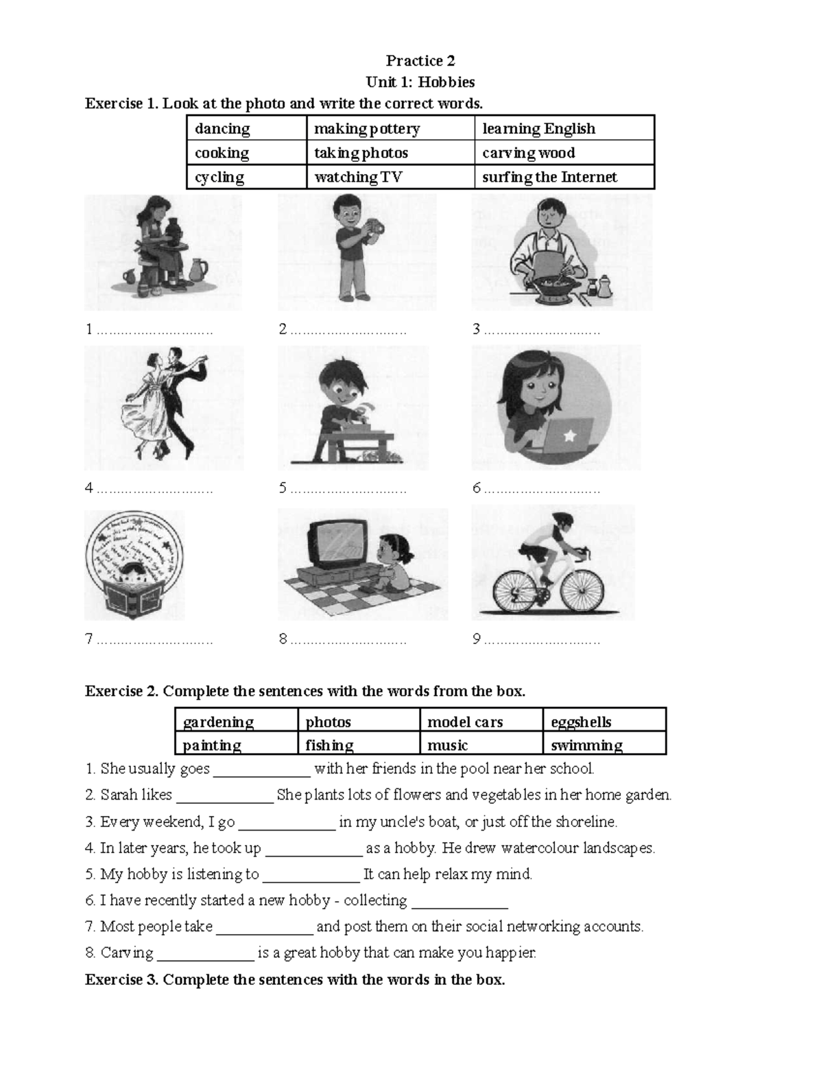 Unit 1 Hobbies - Practice 2 Exercises and Activities Guide - Studocu
