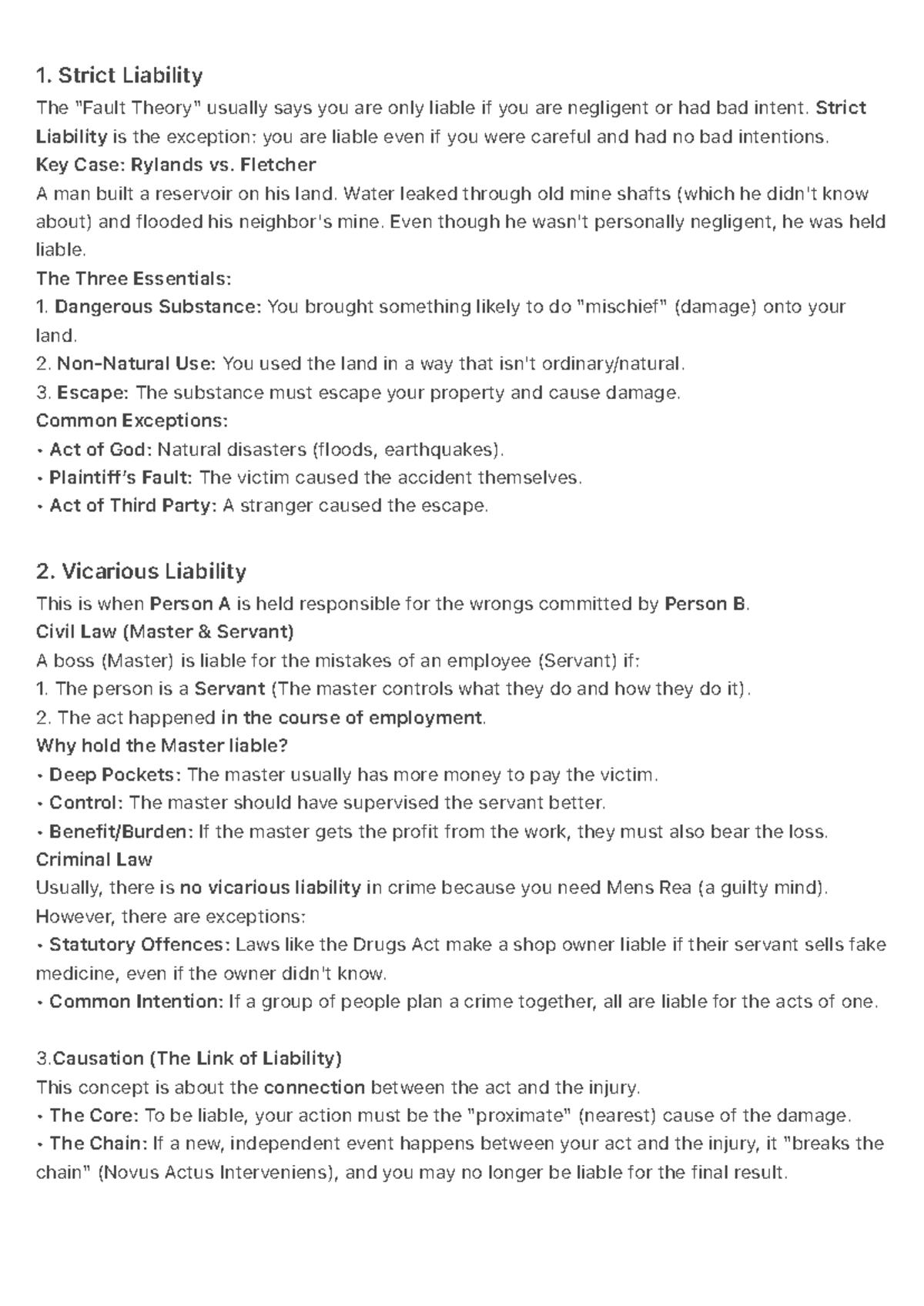1. Strict Liability and Vicarious Liability Overview - Studocu