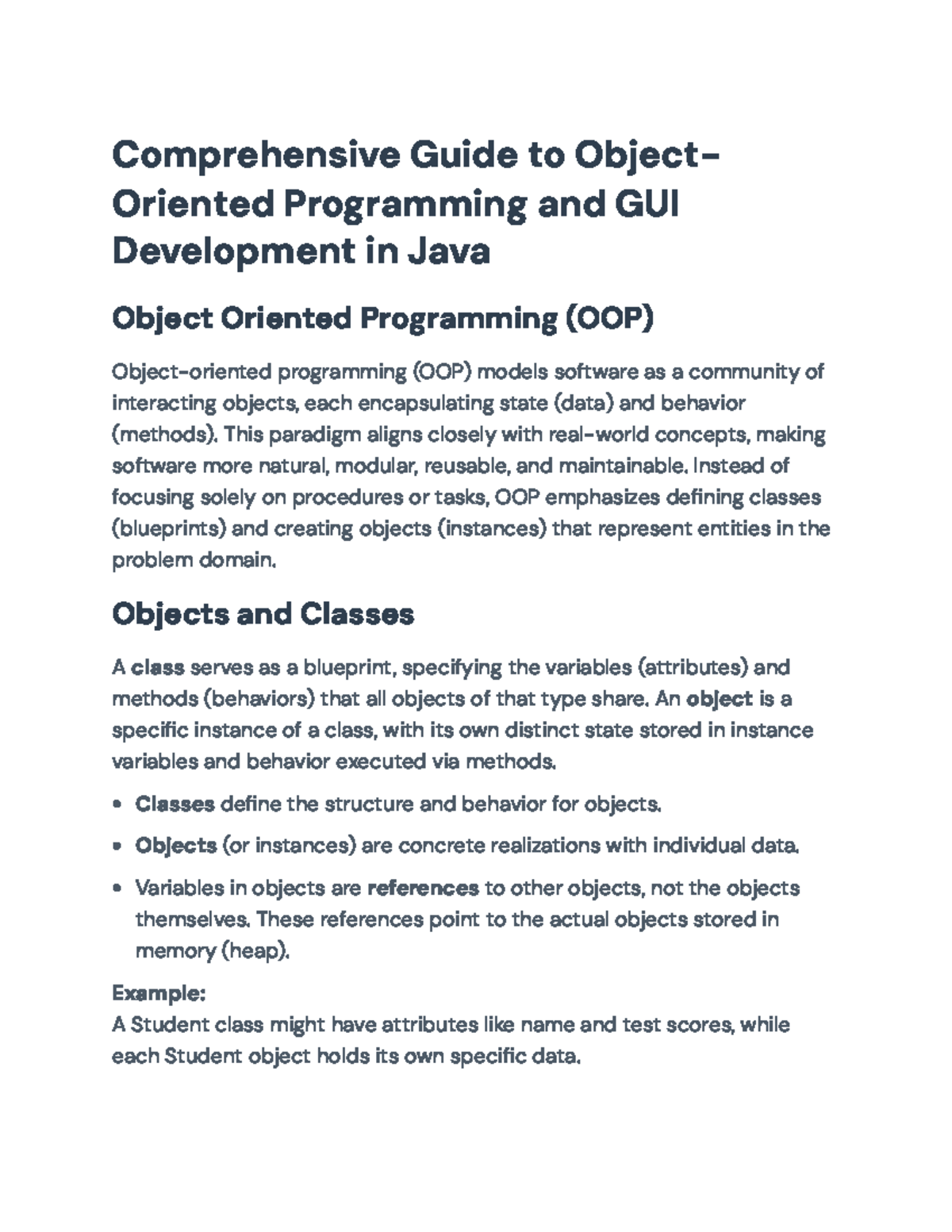 Comprehensive Guide to OOP & GUI Development in Java - Comprehensive Guide to Object- Oriented ...
