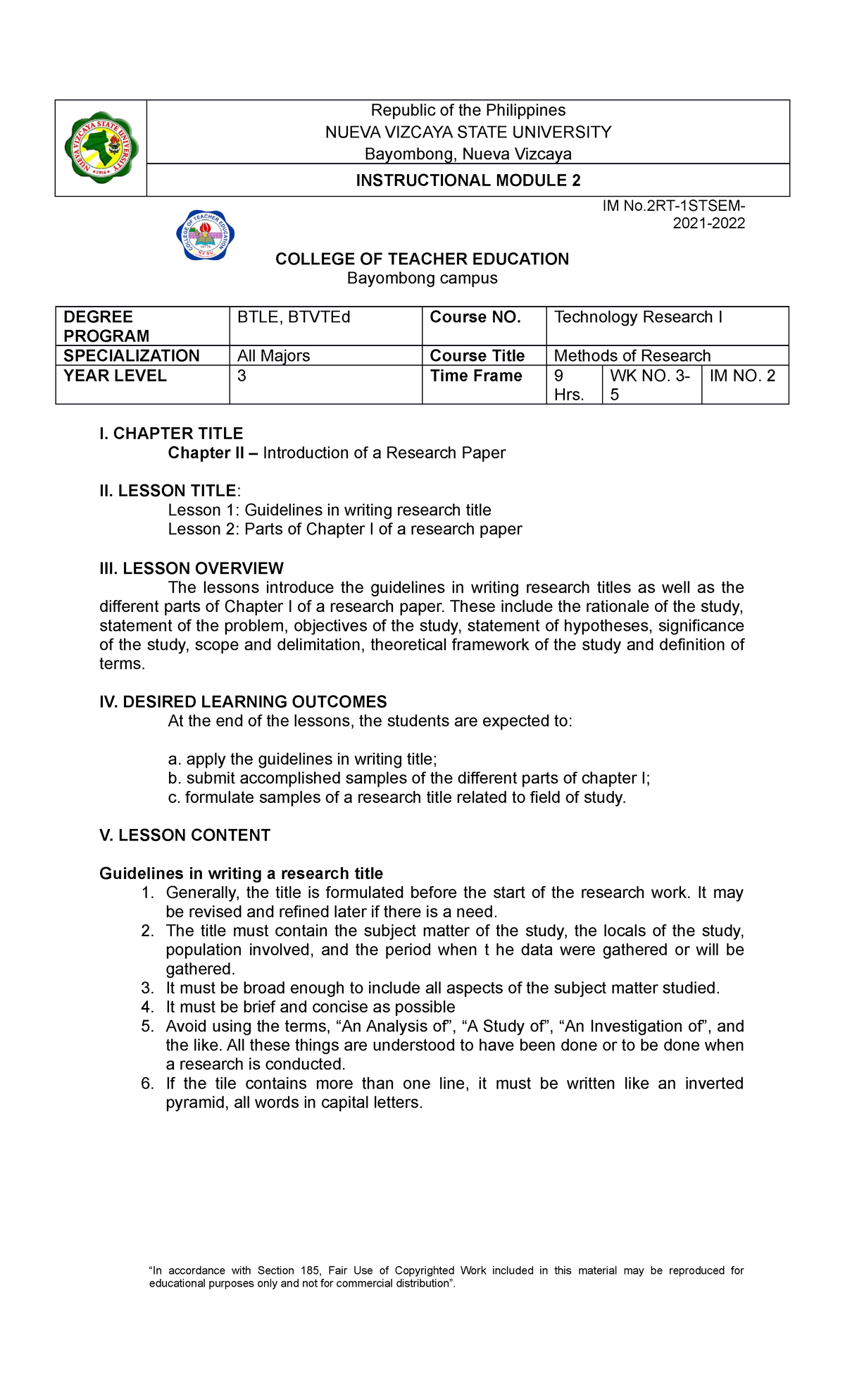 Module-2-RT-1 - Assignment - Republic of the Philippines NUEVA VIZCAYA ...