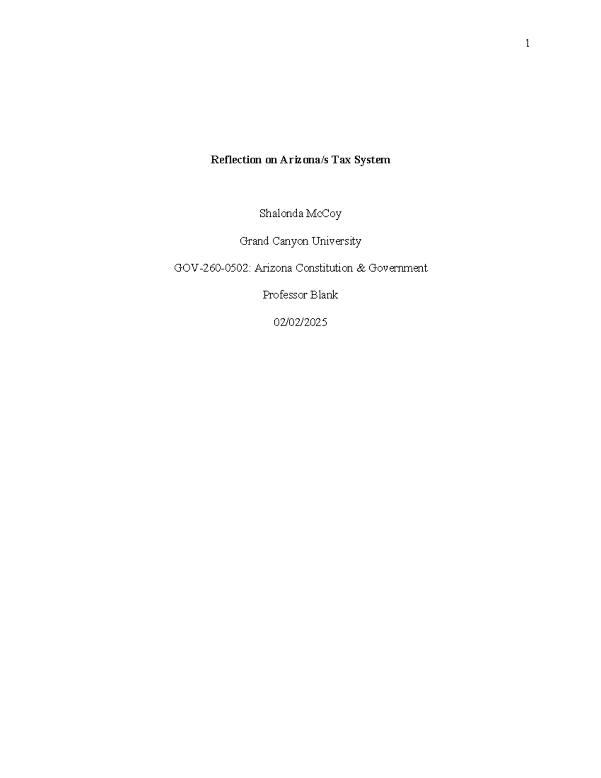 GOV-260 Reflection on the tax system and its ethical implications - Studocu