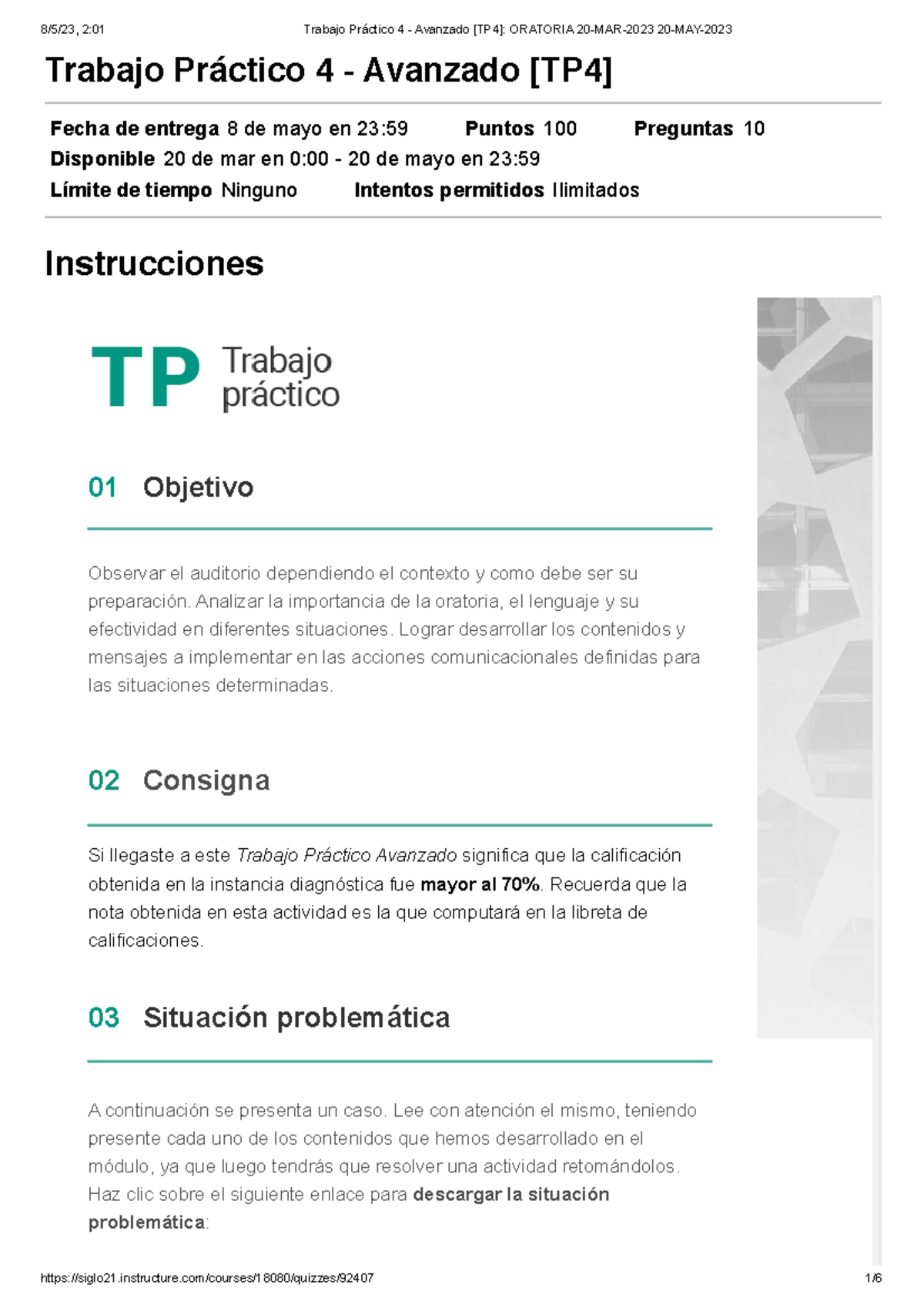 TP4 Oratpria Avanzado - 100% - Trabajo Práctico 4 - Avanzado [TP4] Fecha de entrega 8 de mayo en ...