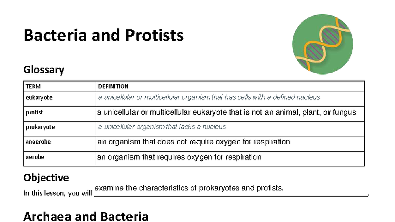 Guided Notes - Bacteria and Protists (BIO 101) - Studocu