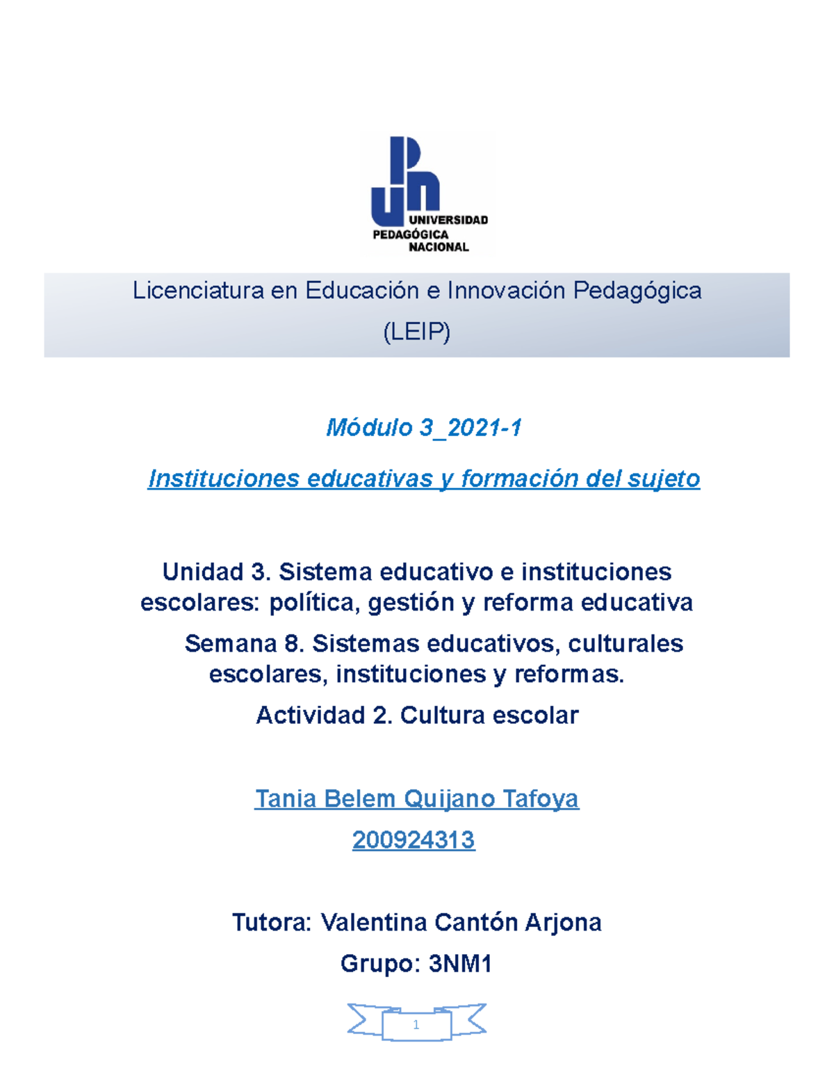 TBQuijano culturaescolar - Licenciatura en Educación e Innovación ...