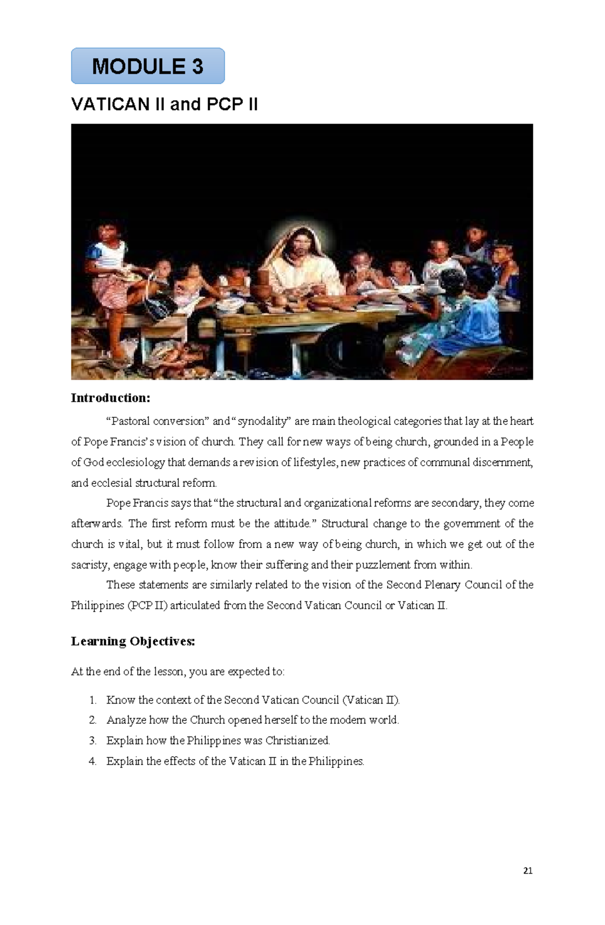 Module 3 Vatican II and PCP II - VATICAN II and PCP II Introduction ...