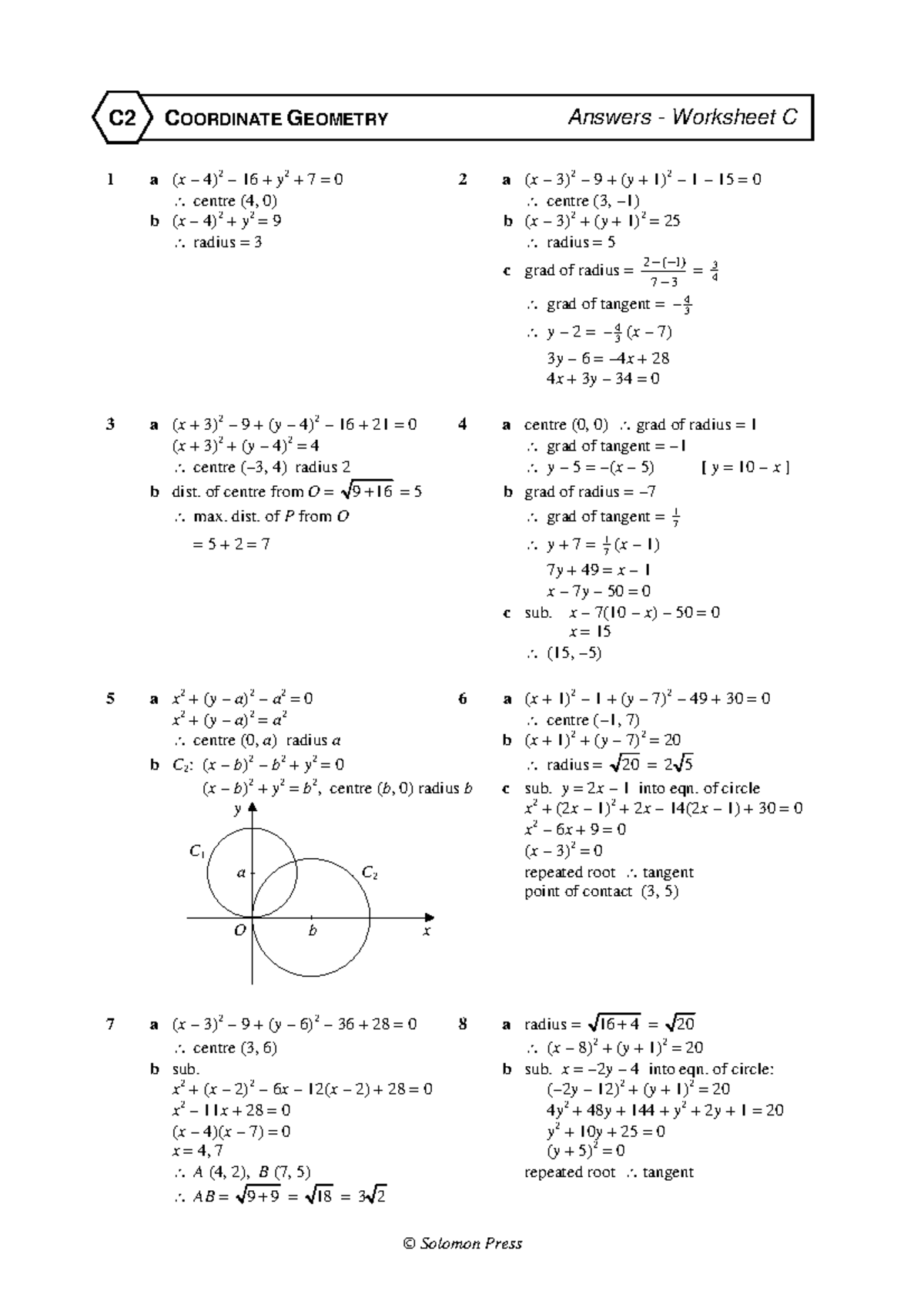 C2: Worksheet C Answers on Coordinate Geometry - Studocu
