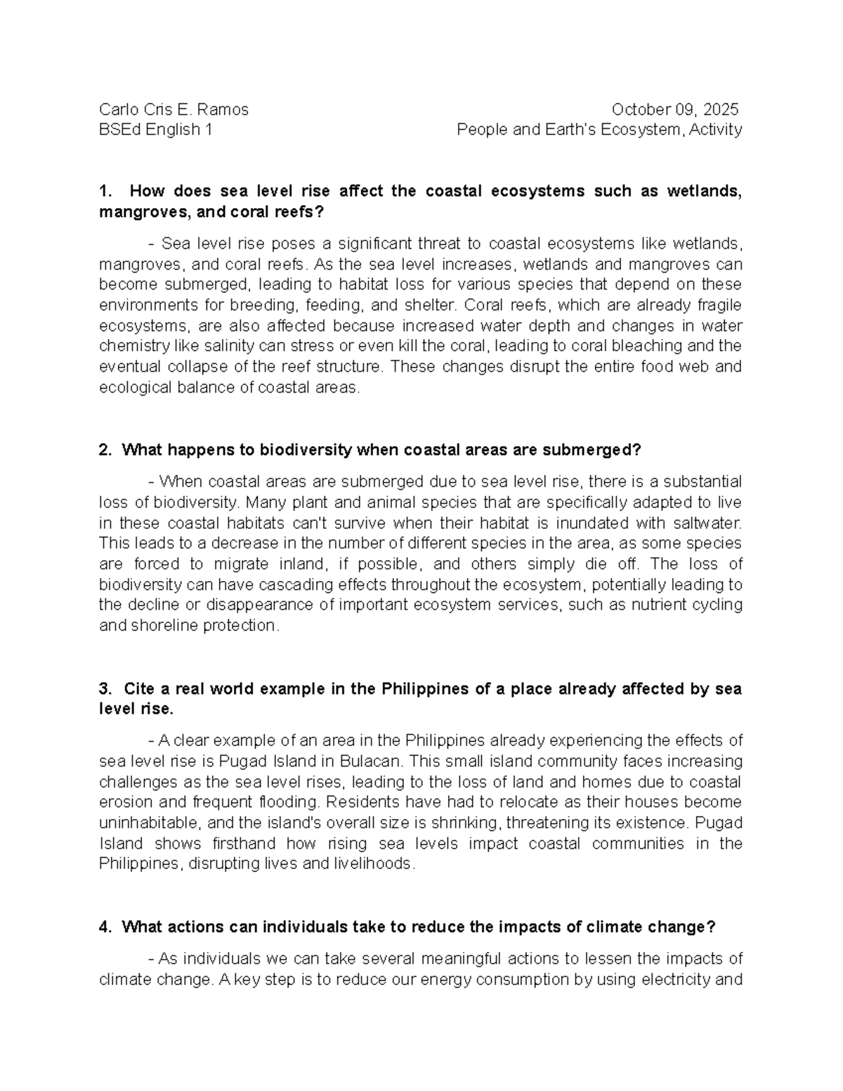PEE Activity: Impact of Sea Level Rise on Coastal Ecosystems - BSEd ...