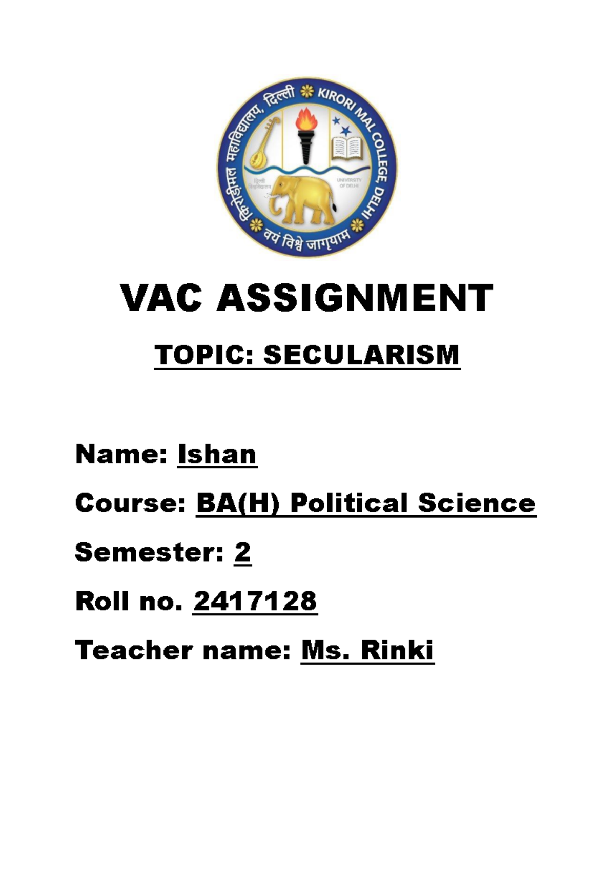 BA(H) Political Science - Secularism: Concepts & Challenges in India ...