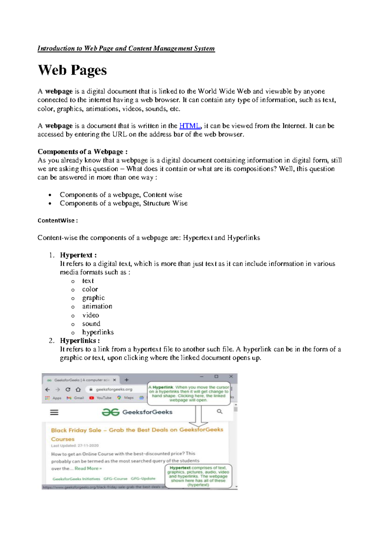 WEB Pages - comp - Introduction to Web Page and Content Management ...