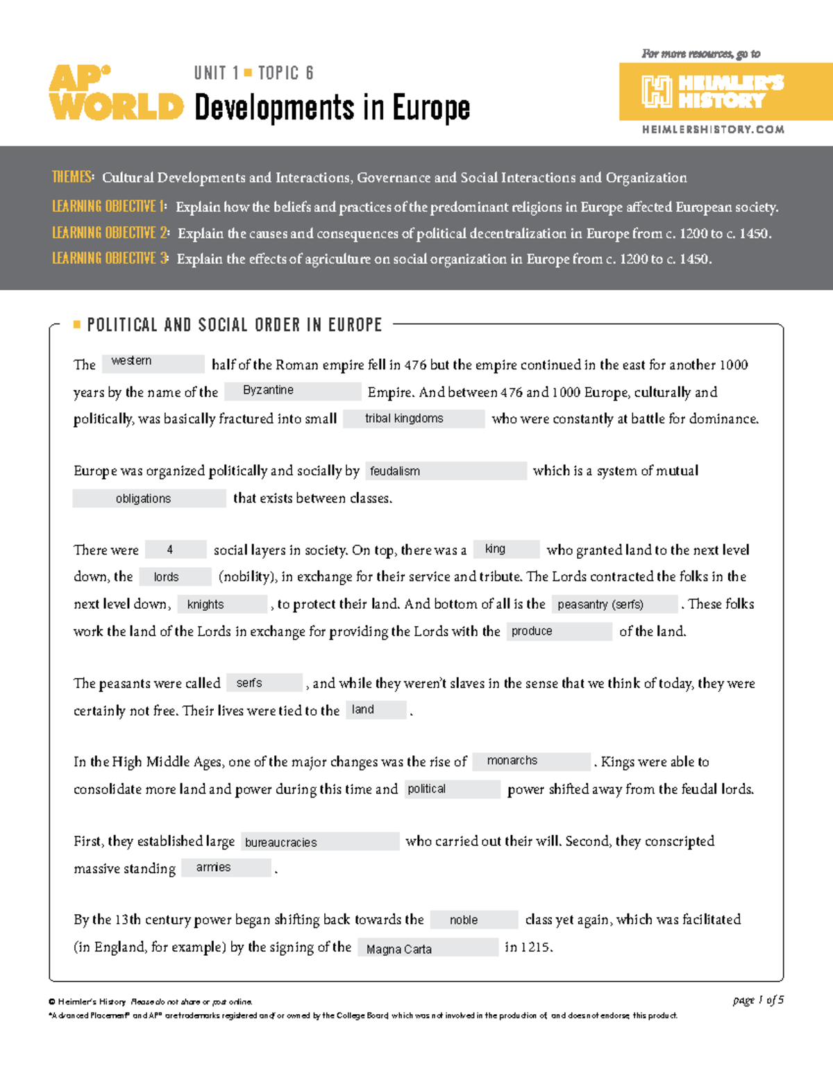 AP World Unit 1 Topic 6 Noteguides - H E I M L E R S H I S T O R Y. C O ...
