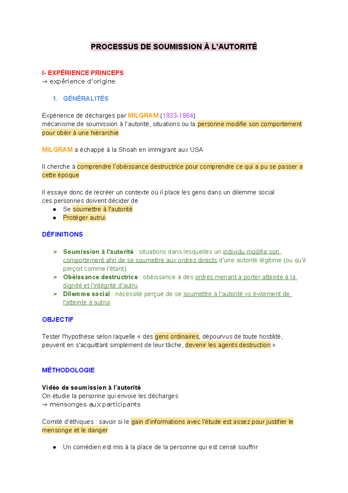 PROCESSUS DE SOUMISSION À L'AUTORITÉ : EXPÉRIENCE DE MILGRAM - SOCIO ...