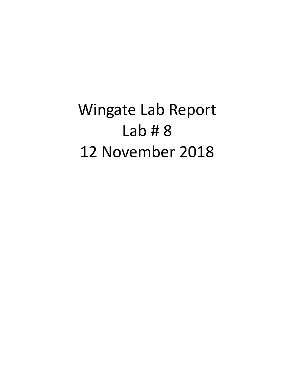 Wingate Testing And Anaerobic Exercise - Fitness - Lab Report - Wingate ...