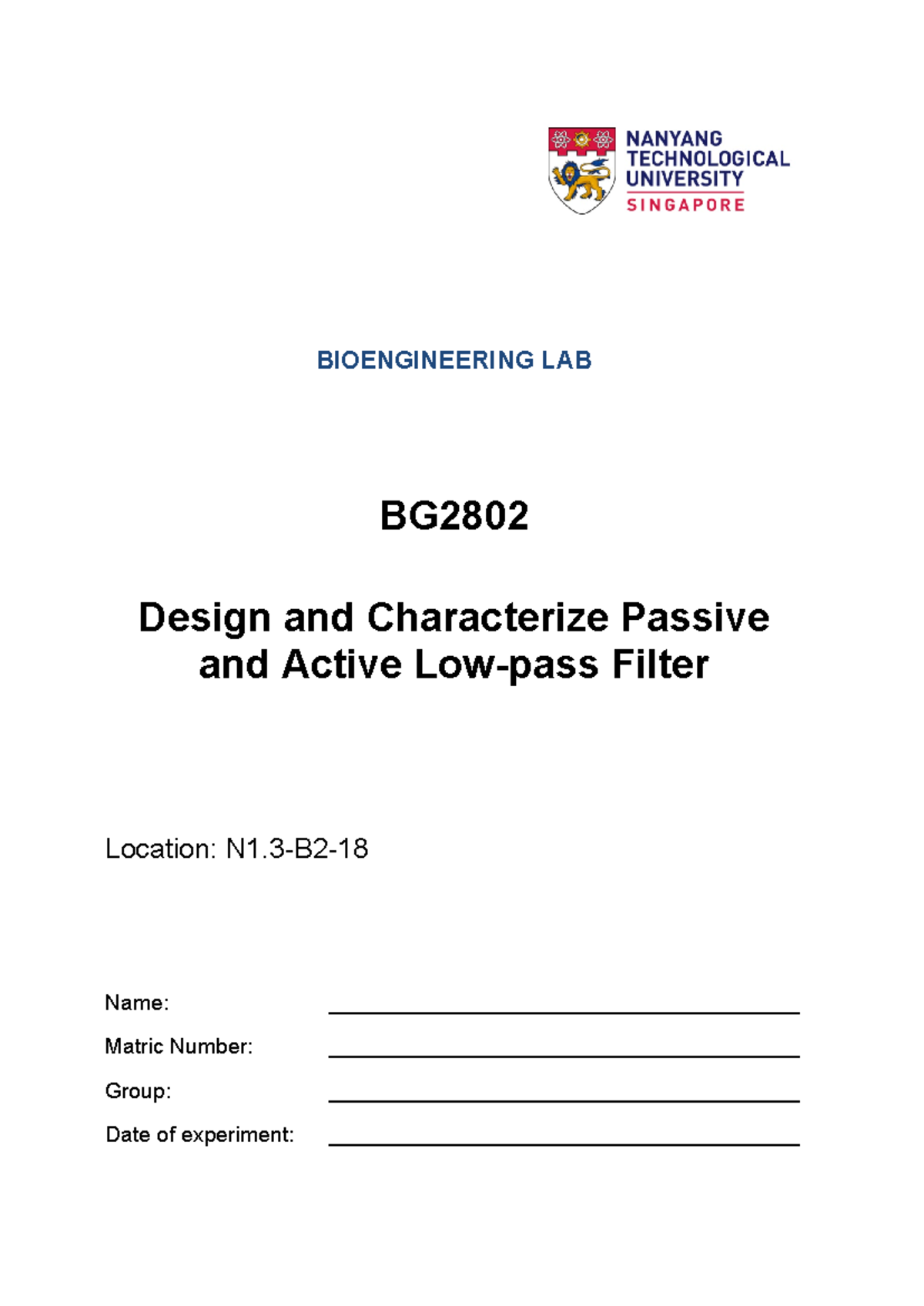 BG2802 L1 Passive and Active LPF - BIOENGINEERING LAB BG Design and ...