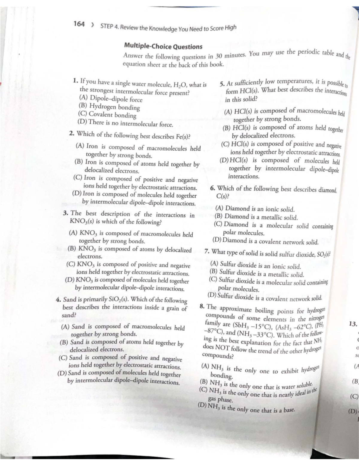 164 CHEM 101 Final Exam: Intermolecular Forces Review Questions - Studocu