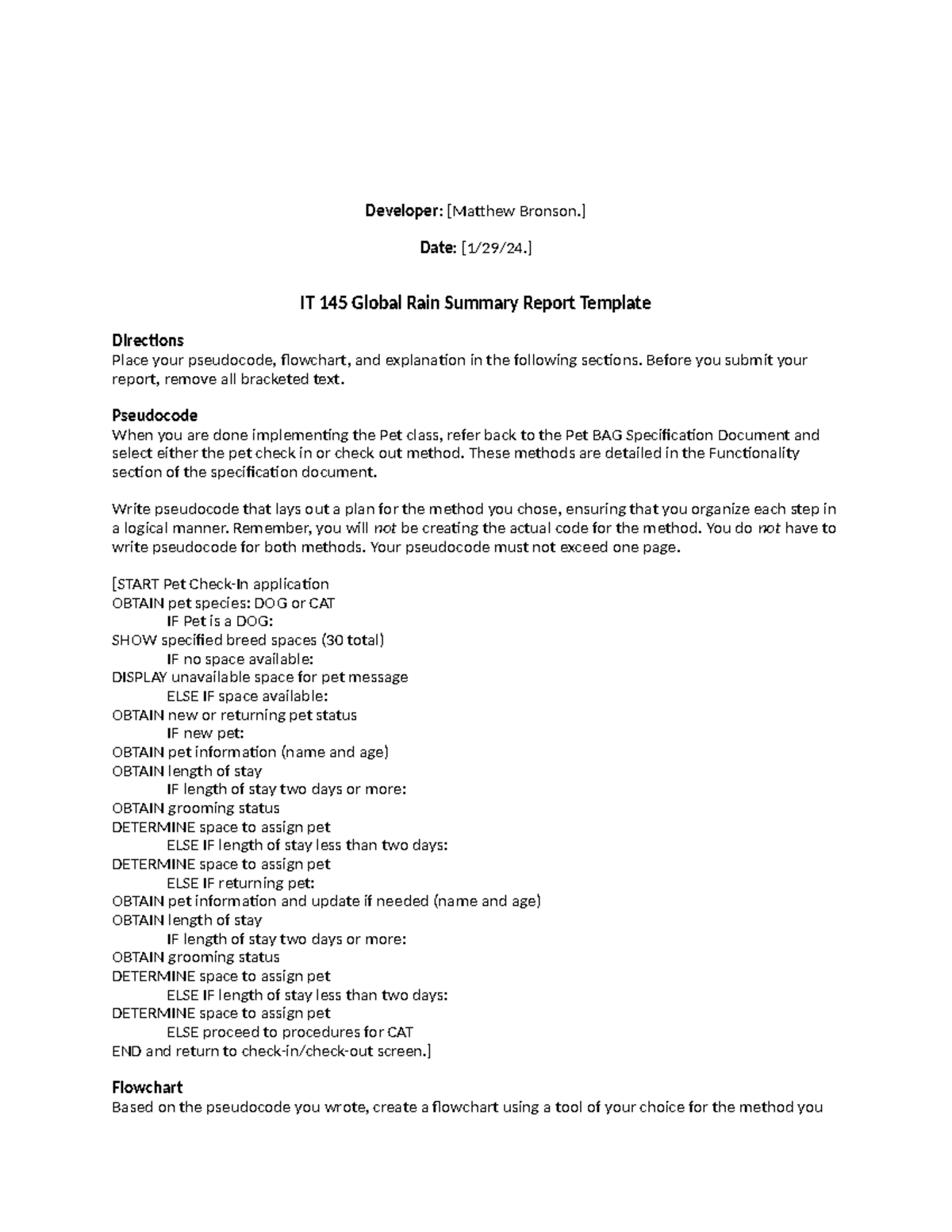 IT 145 Week 4 Assignment - Project 1: Global Rain Summary Report - Studocu