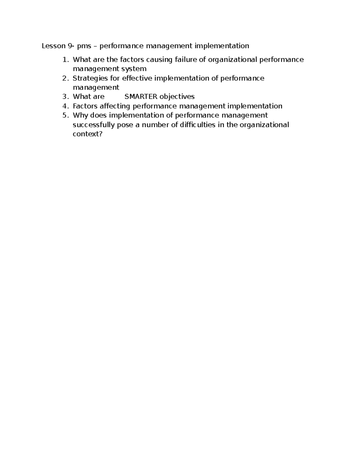 Lesson 9 pms performance management Implementation - HRM - Lesson 9 ...