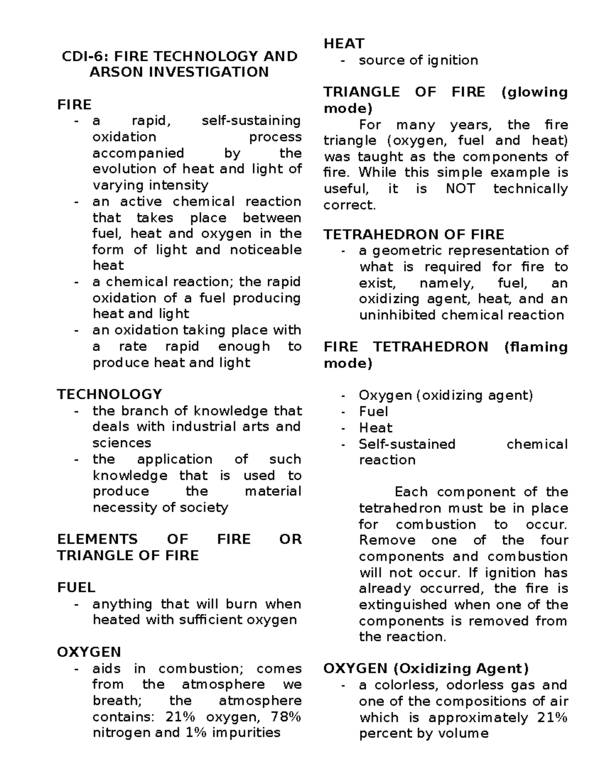 FIRE 101: Comprehensive Study on Fire Technology & Arson Investigation ...