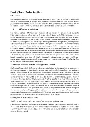 Fiche de lecture - Outsiders - Becker - FICHE DE LECTURE – OUTSIDERS ...