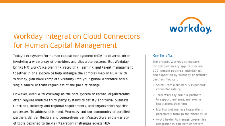 Workday Integration Cloud Connectors for HCM: Key Benefits and Use ...