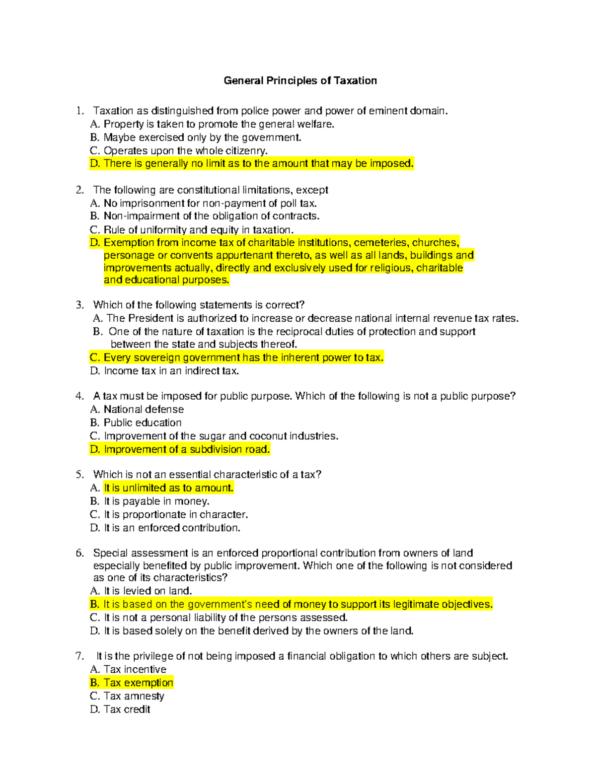 Taxation vs Police Power & Eminent Domain: Key Concepts Explained - Studocu