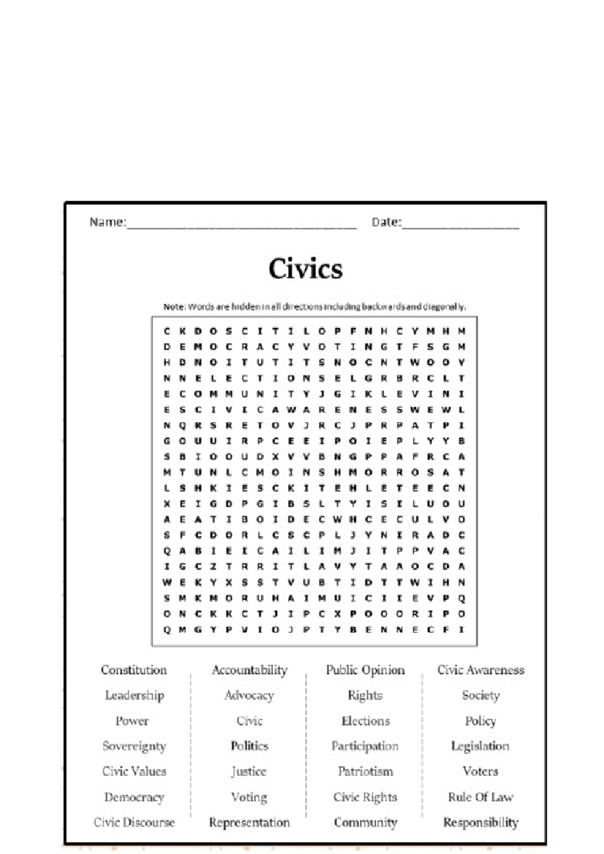 Proyecto 3RO: Civics Word Search & Key Concepts Overview - Studocu