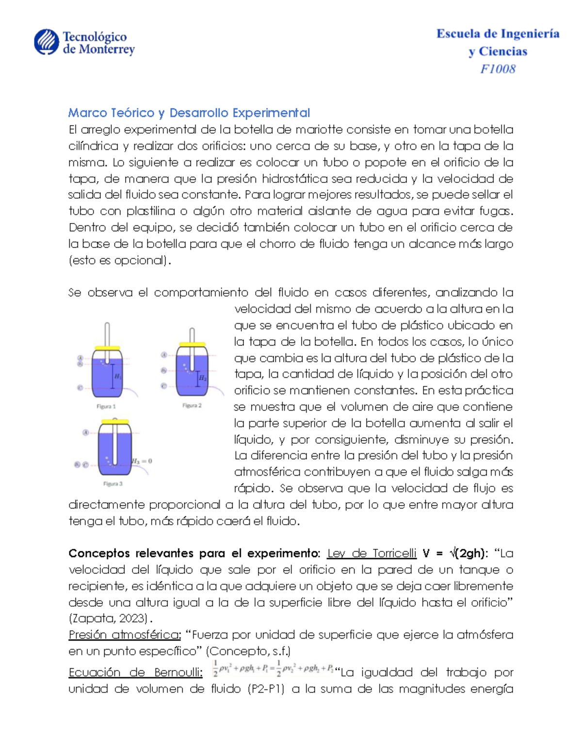 Reporte de Experimento de la Botella de Mariotte - Física 101 - Studocu