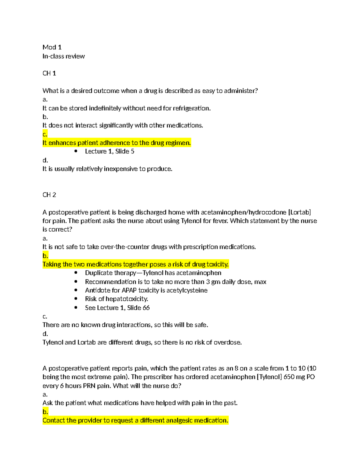 Mod 1 In-Class Activity Answers: Review and Case Study Insights - Studocu