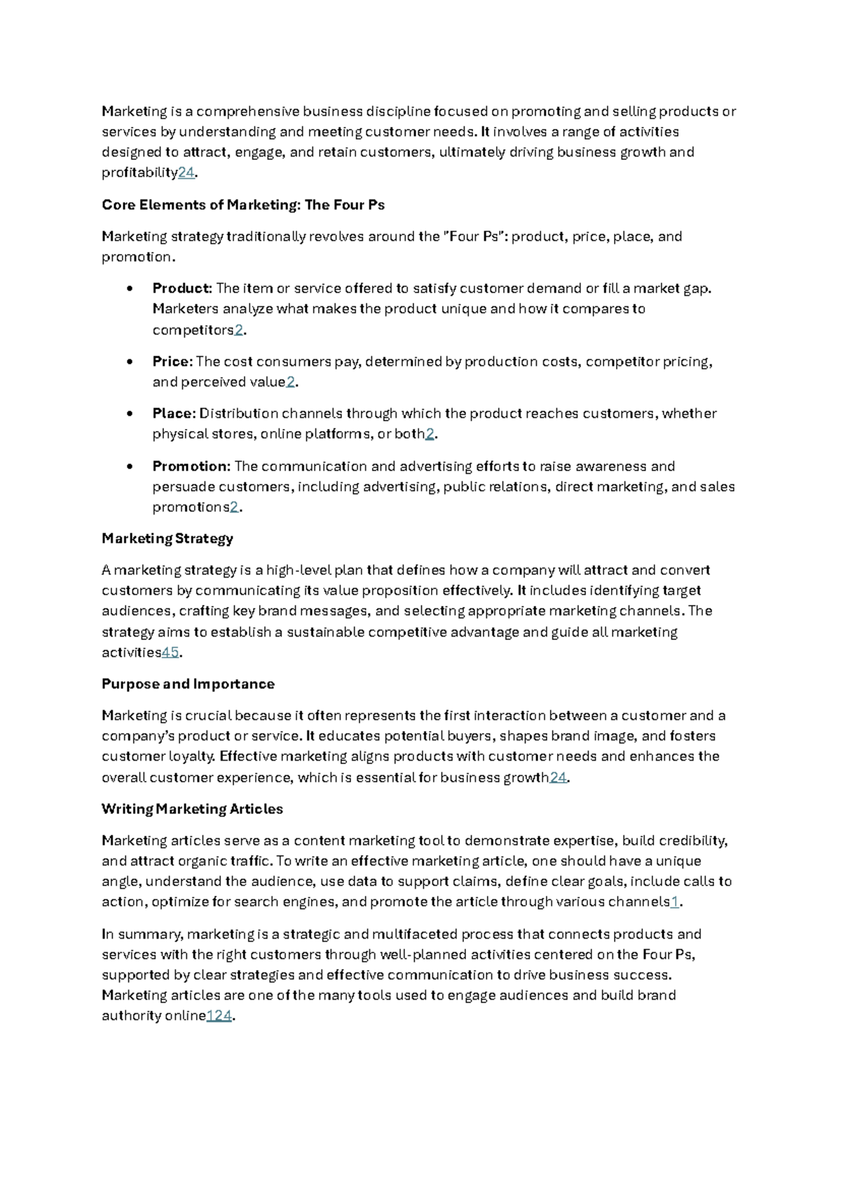 Marketing Fundamentals: Understanding the Four Ps and Strategies - Studocu