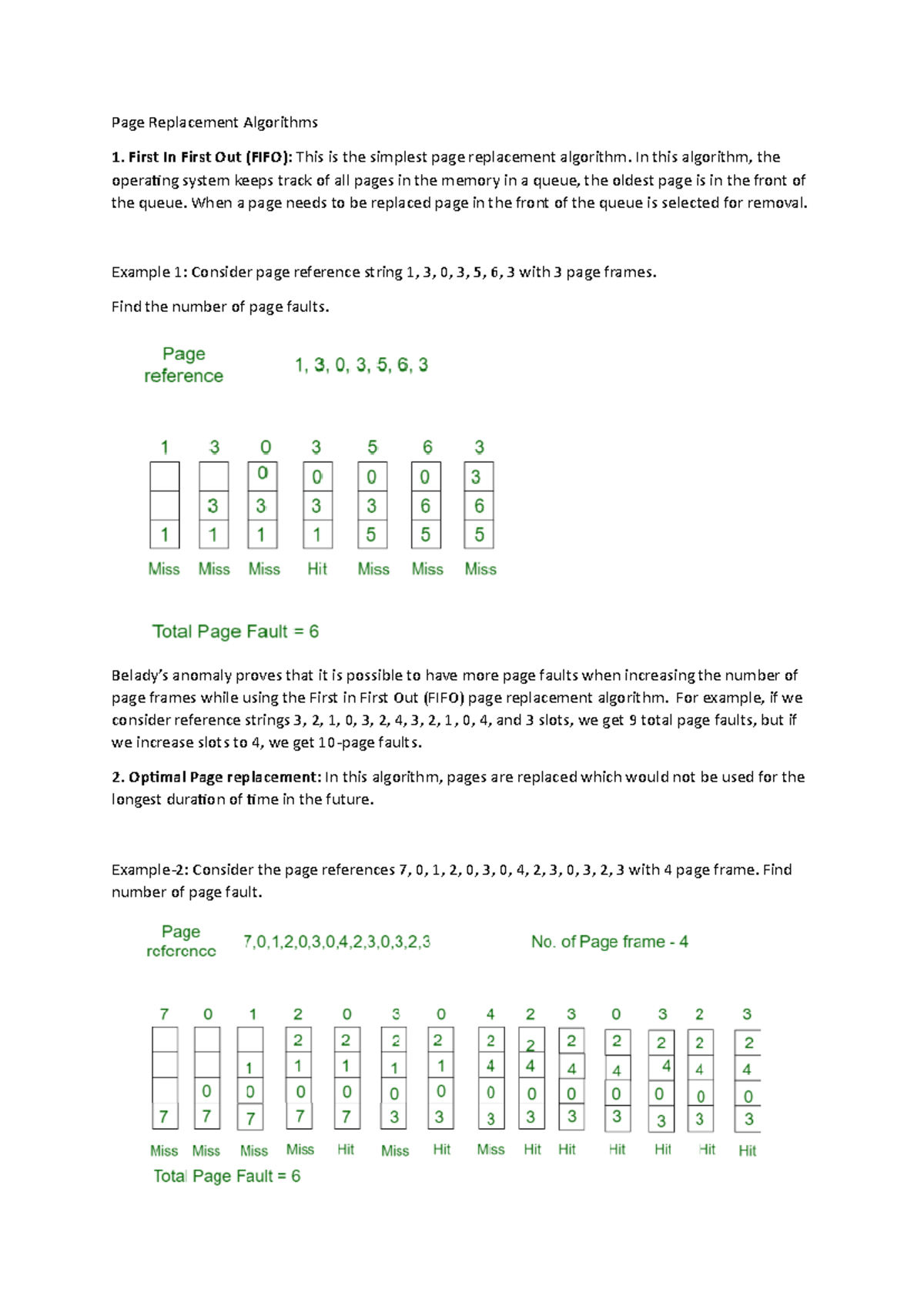 Page Replacement Algorithms Overview and Analysis - Studocu